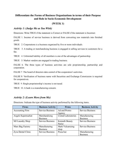 Differentiate The Forms Of Business Organizations In Terms Of Their