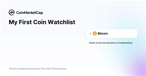 Siga As Escolhas De Cripto Do Portfólio My First Coin Watchlist
