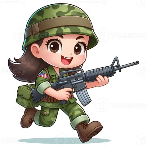 Ai Generated Adorable Girl Soldier Cartoon Character 39657397 Png