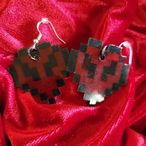 Minecraft Hardcore Heart Philza Hardcore Heart Pixel Heart Earrings