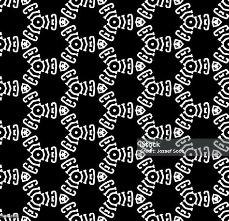 흑백 이음새가 없는 추상적 패턴 배경과 배경 그레이 스케일 장식 디자인 모자이크 장식품 벡터 그래픽 일러스트레이션 0명에 대한 스톡 벡터 아트 및 기타 이미지 Istock