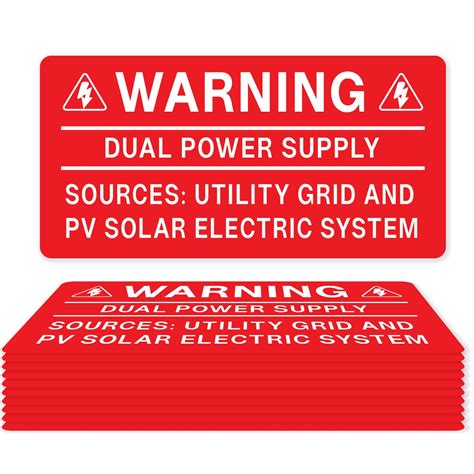 Buy 10pcs Solar Label Pack Joyful 4 X 2inch Warning Dual Power Supply Sources Utility Grid And