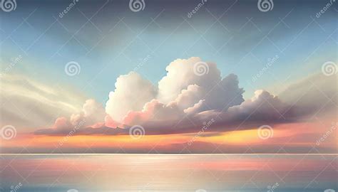 Generative Ai Horizon Hues A Serene Abstract Cloudscape Of Soft