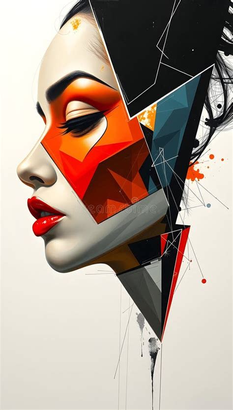Fragmented Abstract Portrait With Sharp Contrast And Emotion Stock Illustration Illustration