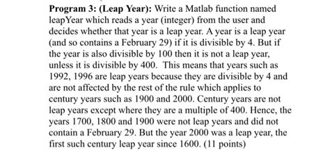 Solved Program 3 Leap Year Write A Matlab Function Named