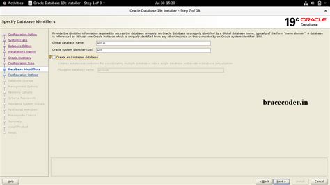 oracle database 19c installation brace coder