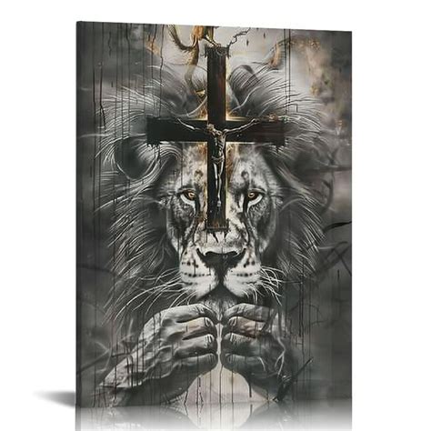 Awypu Jesus And Lion Wall Art To The Beautiful World Framed Canvas Home