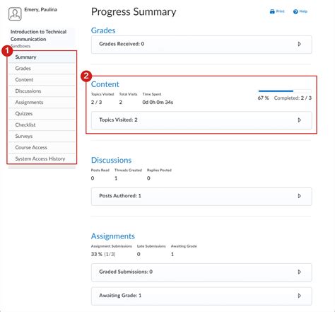 Class Progress Brightspace