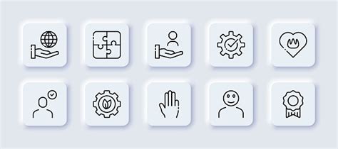 팀 빌딩 세트 아이콘입니다 아이디어 창의성 계층 구조 책임 관리 종속 설정 구성 신형성 스타일 광고에 대 한 벡터 선 아이콘 고용과 노동에 대한 스톡 벡터 아트 및 기타