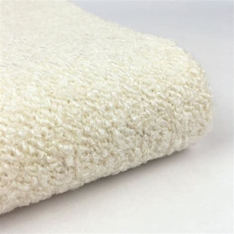 Boucle Upholstery Fabric Ivory Faux Sheepskin Puffy