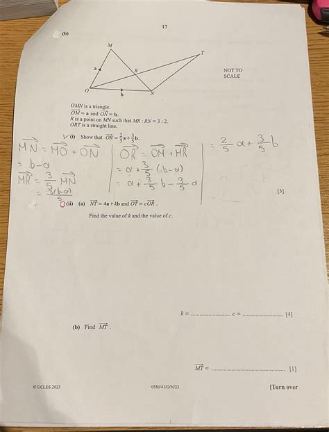 0580 Maths Vector Question Rigcse