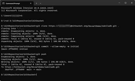 link a database to a git repository in bitbucket