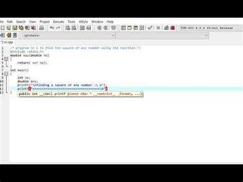 Program In C To Find The Square Of Any Number Using The Function Square Function Numbers