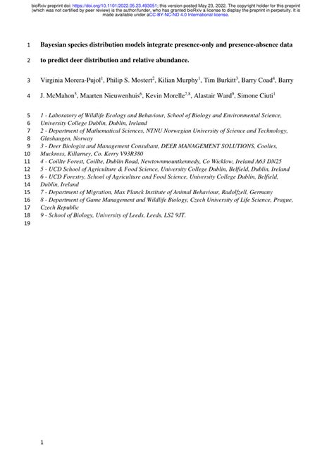 Pdf Bayesian Species Distribution Models Integrate Presence Only And