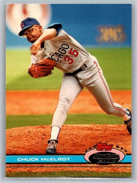 1991 Stadium Club Baseball 407 Chuck Mcelroy Chicago Cubs Eur 198