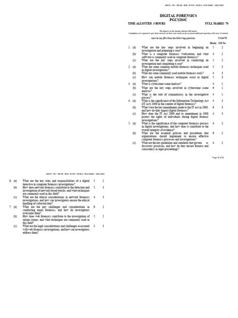Mcse Pgcs204c Digital Forensics R18 Booklet Pdf Computer Forensics Digital Forensics