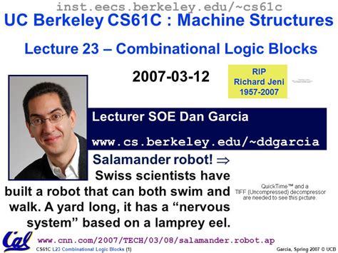 Cs61c L23 Combinational Logic Blocks 1 Garcia Spring 2007 © Ucb