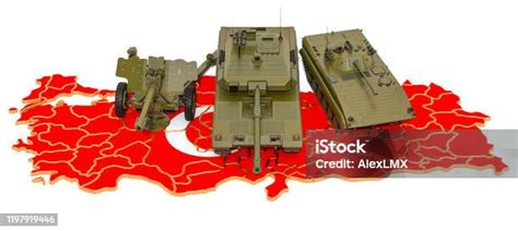 터키지도에 전투 차량 터키 개념의 군사 방어 흰색 배경에 고립 된 3d 렌더링 3차원 형태에 대한 스톡 사진 및 기타 이미지 3차원 형태 개념 개념과 주제 Istock