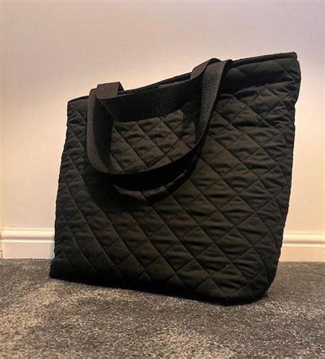 Black Quilted Tote Shoulder Bag Etsy