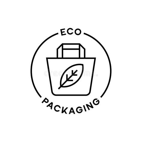 Eco Packaging Minimal Shopping Bag With Leaf Outline In Circle Stock