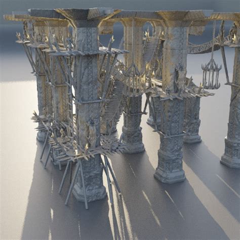 3d Printable Infested Dwarf Pillars Tabletop Terrain 28 Mm By