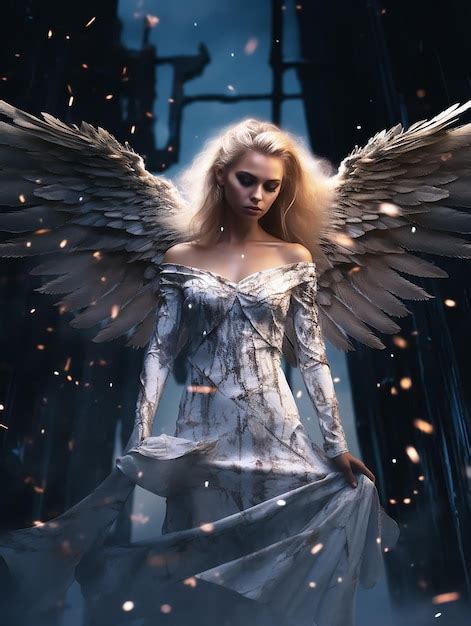 Premium Ai Image Fantasy Beautiful Angel Fashion Girl Model In White