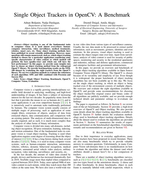 Pdf Single Object Trackers In Opencv A Benchmark