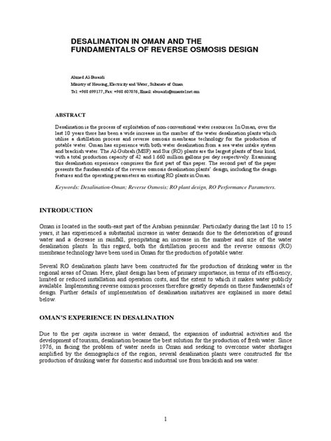 Pdf Desalination In Oman And The Fundamentals Of Reverse Osmosis Design Dokumen Tips