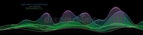 Abstract Background Waves Graphs From Color Spheres And Lines On Grid Technology Wireframe