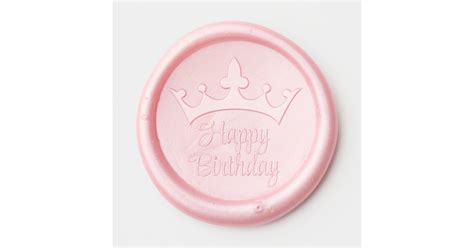 Happy Birthday Princess Crown Monogram Wax Seal Sticker Zazzle
