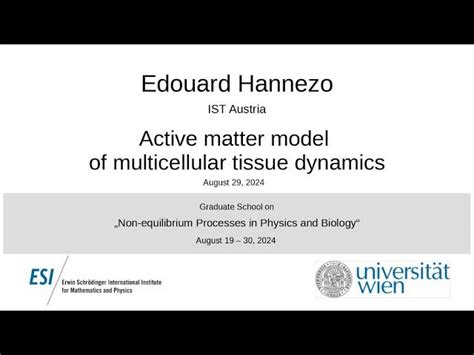 Free Video Active Matter Model of Multicellular Tissue Dynamics from Erwin Schrödinger