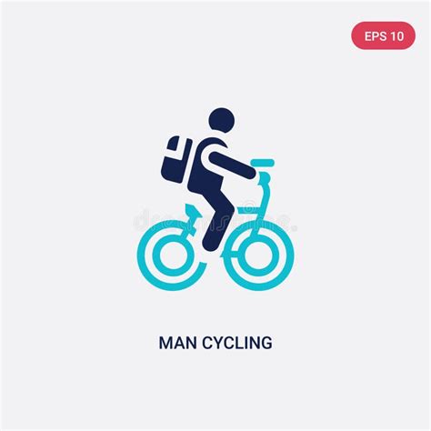 Two Color Man Cycling Vector Icon From Behavior Concept Isolated Blue Man Cycling Vector Sign