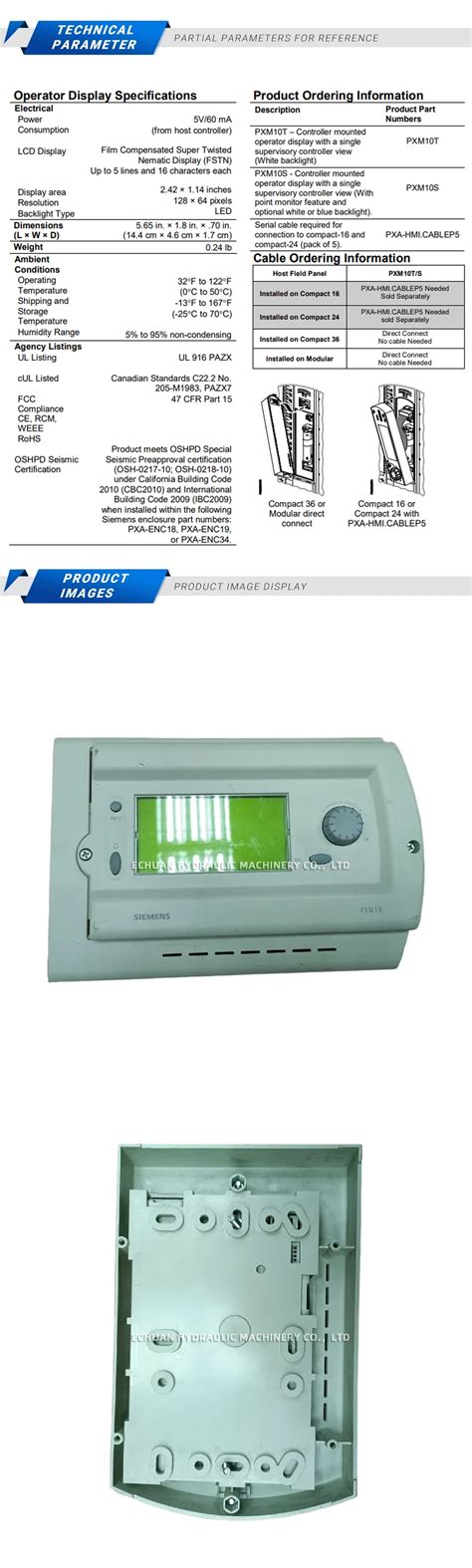 Siemens Pxm10 Operator Display Screen Echuan Hydraulic