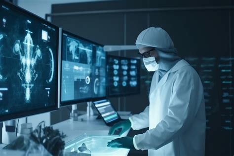 Premium Photo Functioning Medical Technology With Worker In Lab Generative Ai