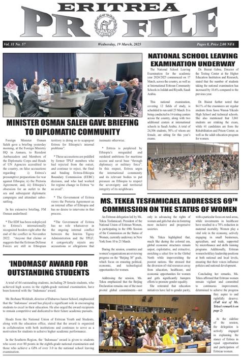 Eritrea Profile 19 March 2025 Eritrea Ministry Of Information