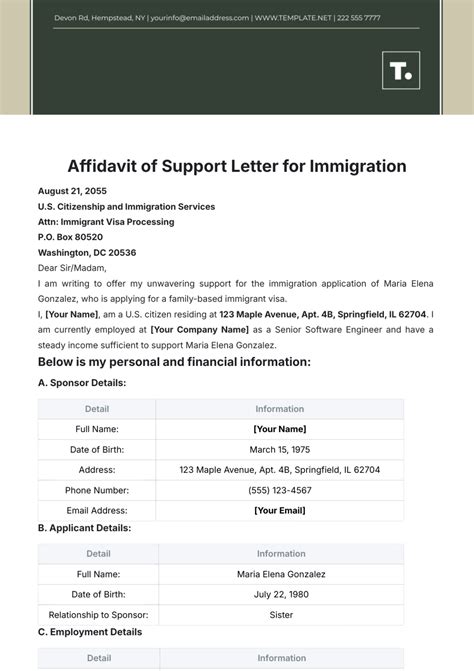 Immigration Affidavit Letter Sleep Infoupdate Free Word Template
