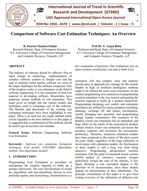 Pdf Comparison Of Software Cost Estimation Techniques An Overview