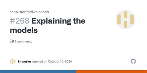 Explaining The Models · Issue 268 · Snap Stanfordrelbench · Github