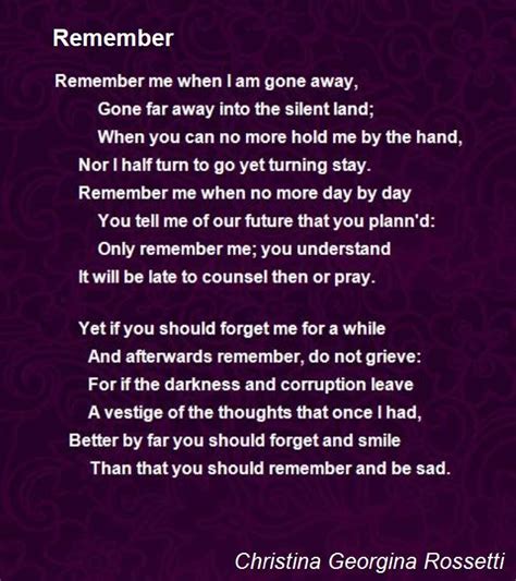 Famous Poem Remember By Christina Rossetti