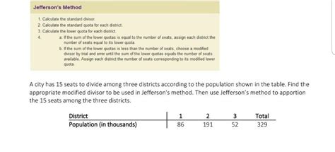 solved 1 calculate the standard divisor 2 calculate the standard