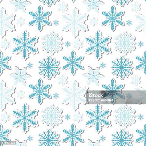 체적 눈송이 완벽 한 패턴입니다 새 해의 눈 끝 없는 배경 겨울 반복 텍스처 크리스마스 배경 막입니다 벡터 일러스트입니다 0명에 대한 스톡 벡터 아트 및 기타 이미지