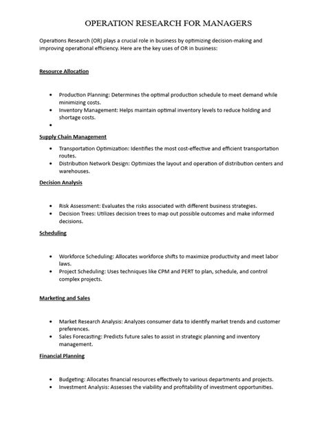 operations research notes sem 6 download free pdf operations