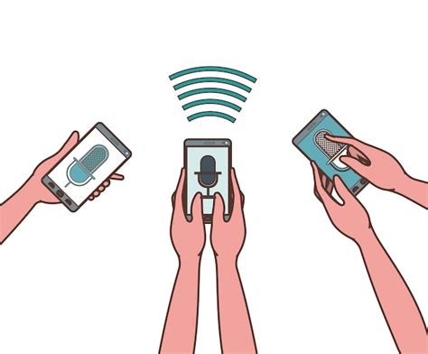 Premium Vector Hands With Smartphone And Voice Assistant