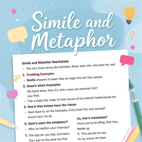 Simile And Metaphor Worksheet