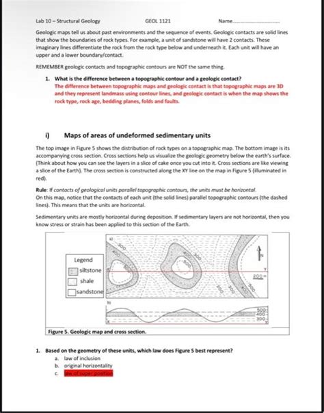 Solved Lab 10 Structural Geology GEOL 1121 Name Geologic Chegg Com