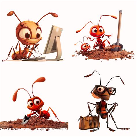 Funny Ants At Work Clip Art Watercolor Comical Crawlers Illustration Png Cartoon Amusing Ants