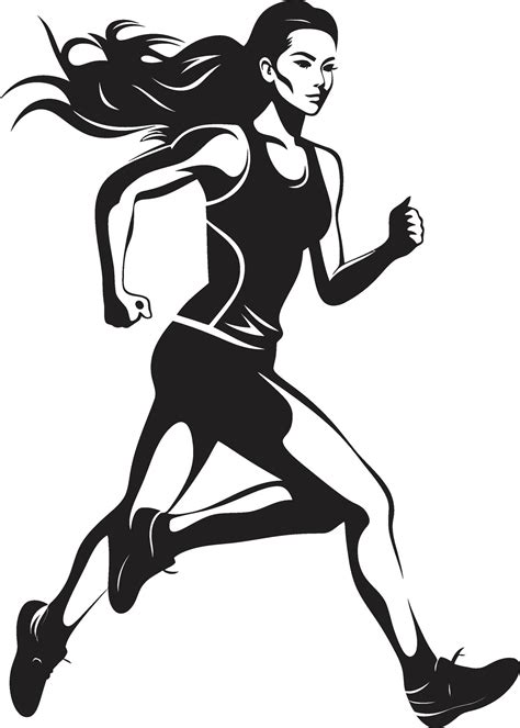 Sleek Pace Womans Black Vector Running Icon Bold Motion Black Vector