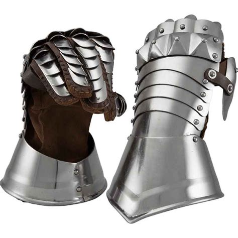 Knightly Medieval Gauntlets Brown Leather Gloves Armor Medieval