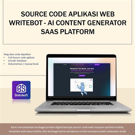 jual source code aplikasi web writebot ai content generator saas