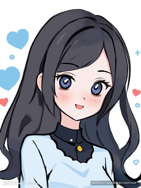 手绘卡通女孩头像设计图 动漫人物 动漫动画 设计图库 昵图网
